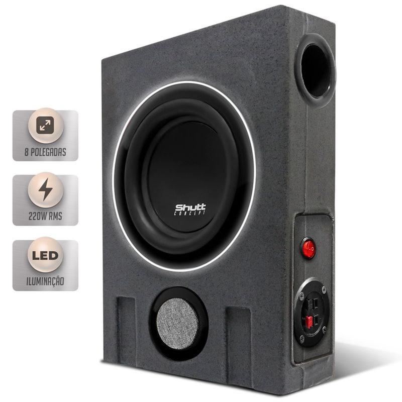 Caixa Som Slim Passiva Dutada Subwoofer 8 Polegadas 220w Led Banco ...