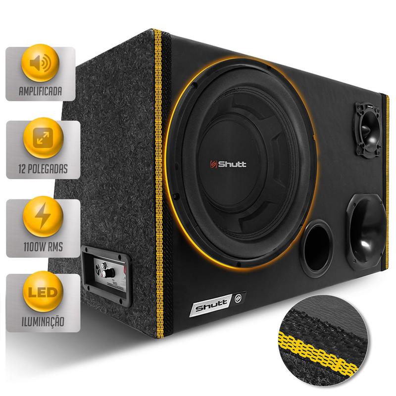 Caixa Som Trio Amplificada Shutt Subwoofer 12 Polegadas 1100w RMS Automotivo Ativa Grave Forte ...