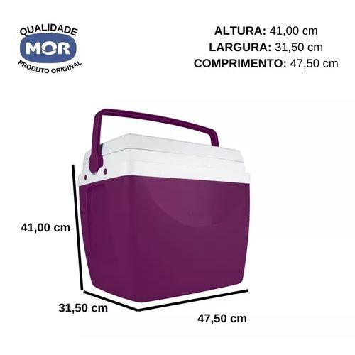 Caixa Térmica Cooler 34 Litros Roxo Com Alça e Porta Copos Praia ...