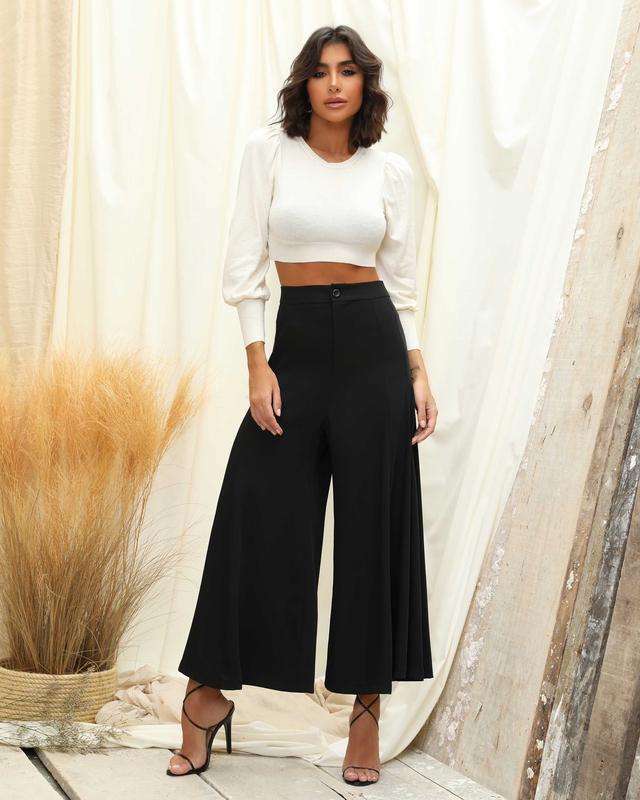 Calça Dot Pantalona com botão Preto - G - Dot Clothing - Calça Feminina ...