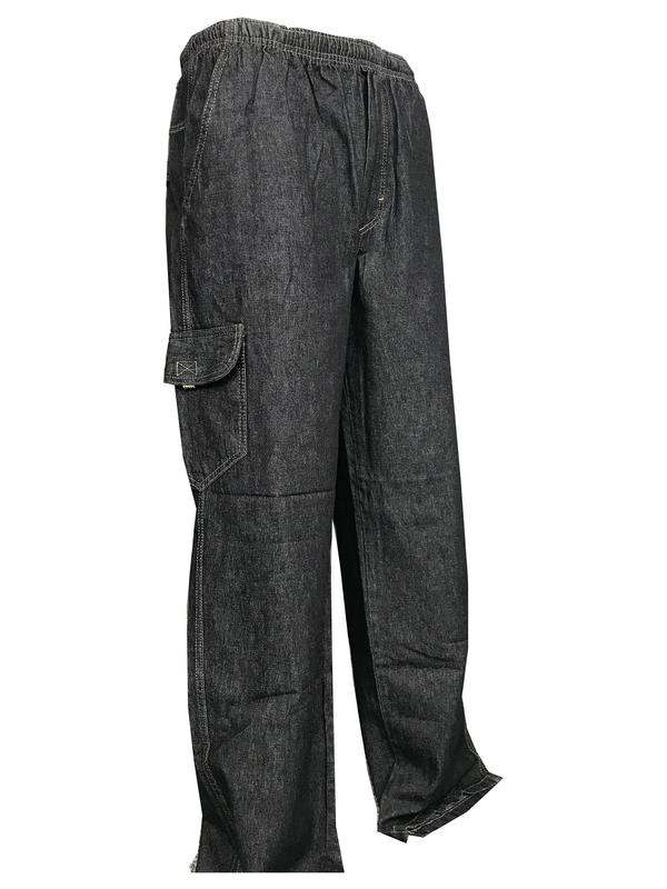Calça Jeans Cargo Masculina com Elástico e Cordão na Cintura (50 ao 60 ...
