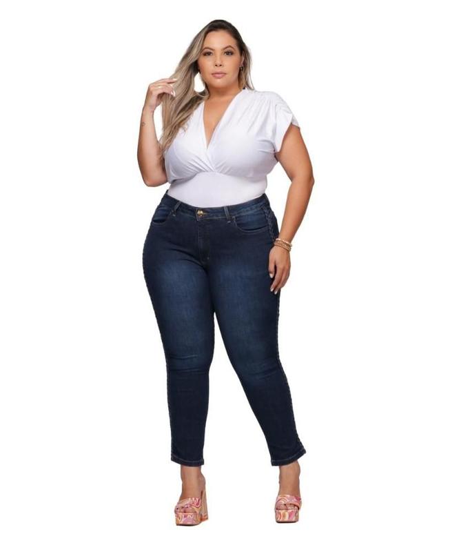 Calça Jeans Cigarrete Feminina Plus Size Allmaria Cós Alto - Shyros ...