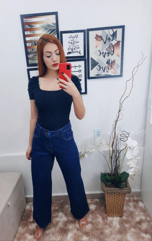 Calça Jeans Feminina Pantalona Flare Top Lançamento - Everest Model ...