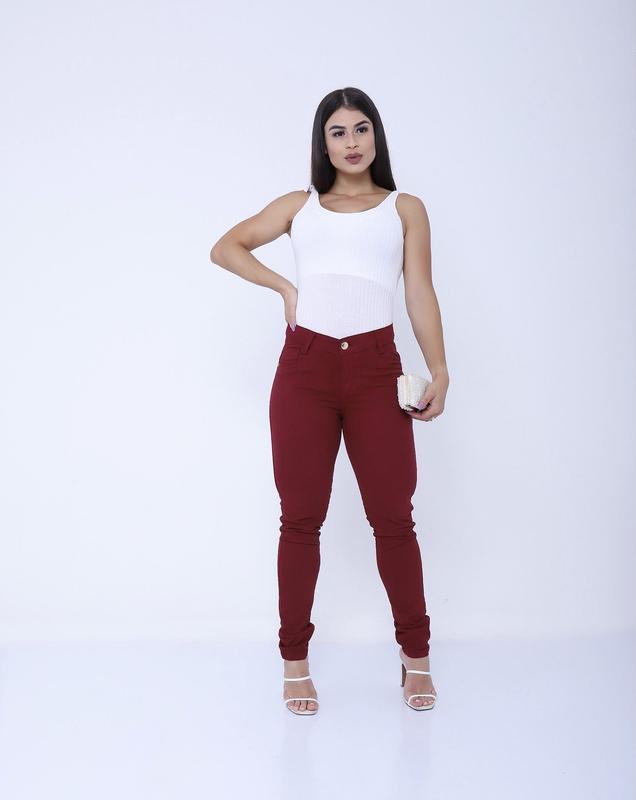 Calça jeans Feminina vinho Skynni Cos Alto - Mania do Jeans - Calça ...