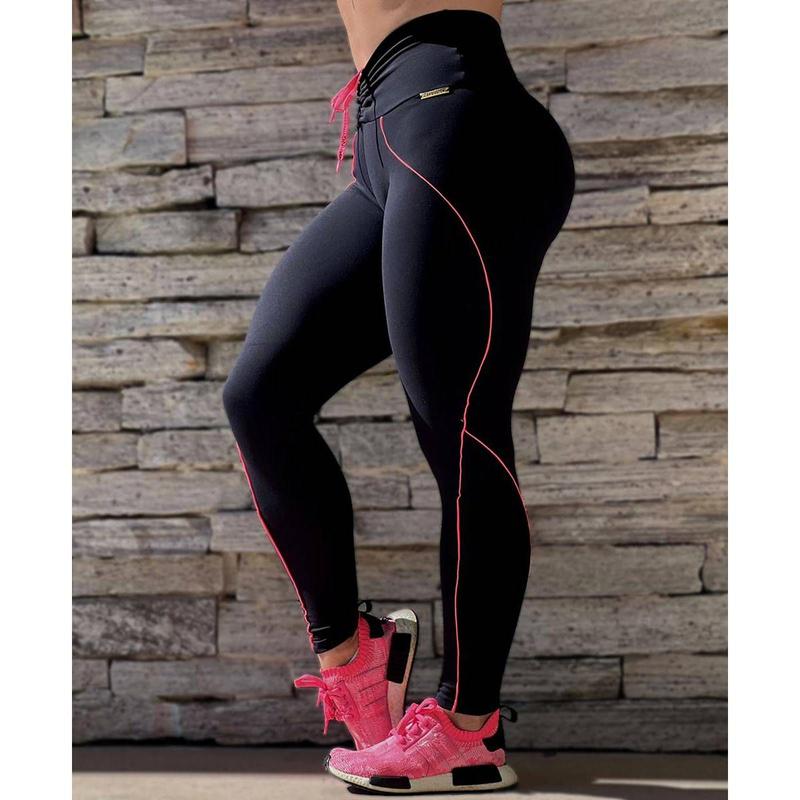 Calça Legging Linear Empina Bumbum Preta com Rosa - Claudia Rosa ...