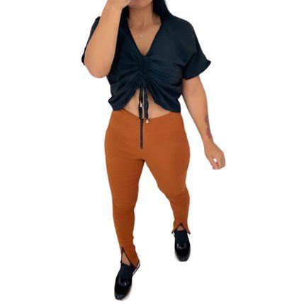 Calça Lipo Empina Bumbum Feminina Alfaiataria Linho Cintura Alta Moda ...