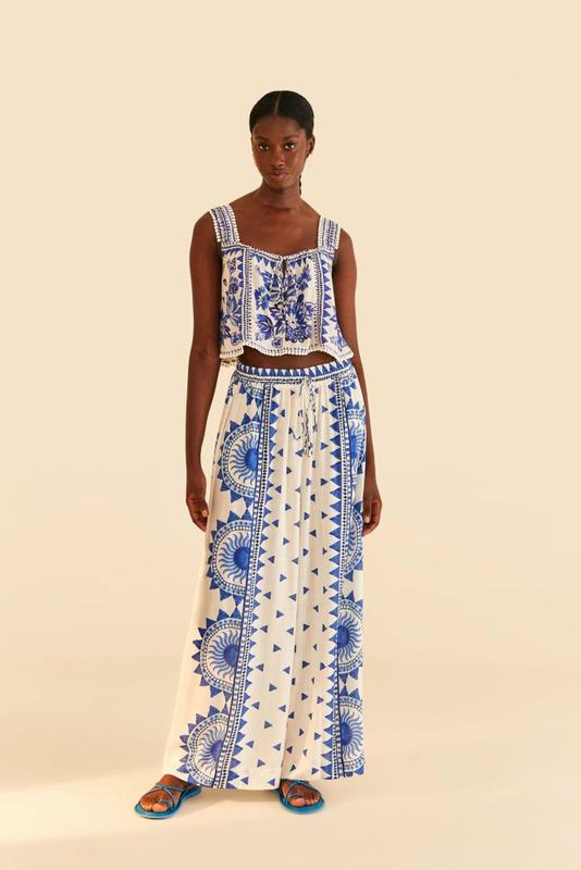 Calça pantalona floral beleza farm- verão 2024 - Blessed - Calça ...