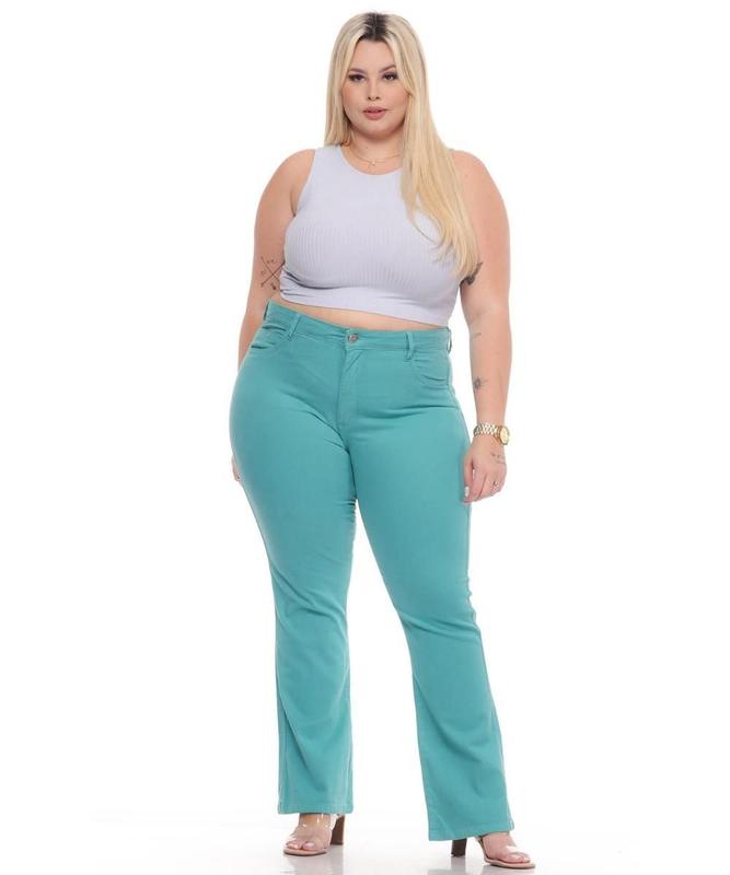 Calça Plus Size Feminina Boot Cós Alto Allmaria - Fact Jeans - Calça ...