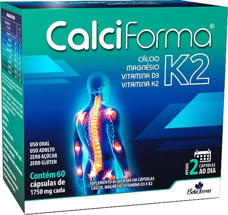 Calciforma Cálcio, Magnésio, Vitamina D3 e Vitamina K com 60 cápsulas ...