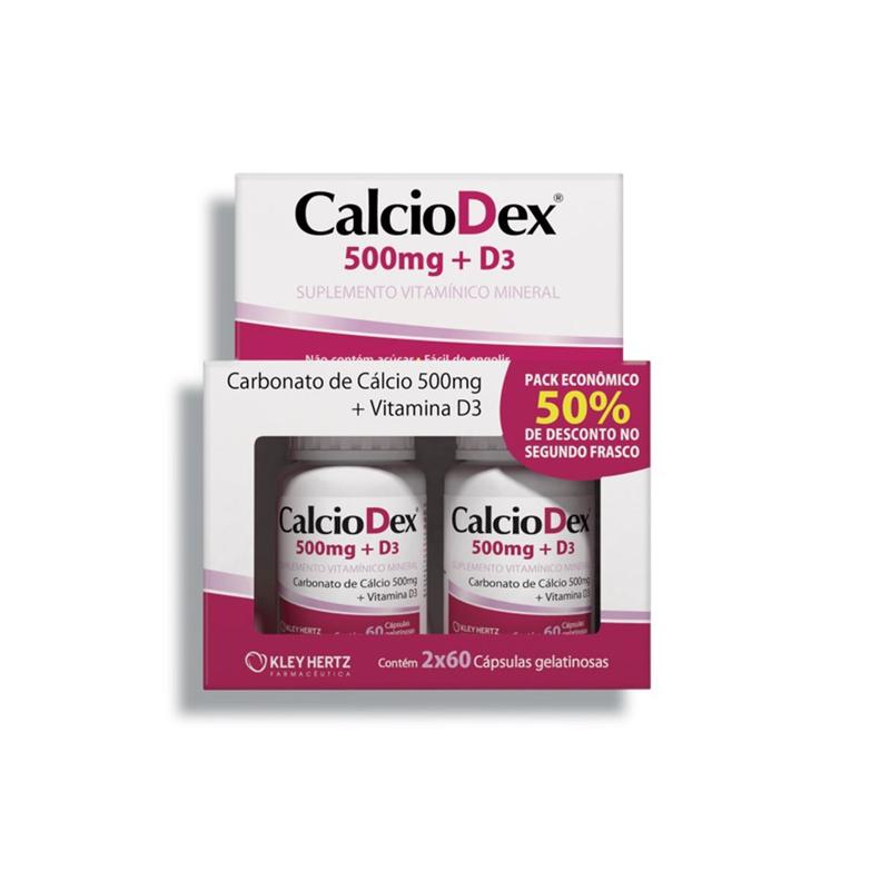 CalcioDex Suplemento Alimentar 500mg Kit 120 Cápsulas Gelatinosa ...