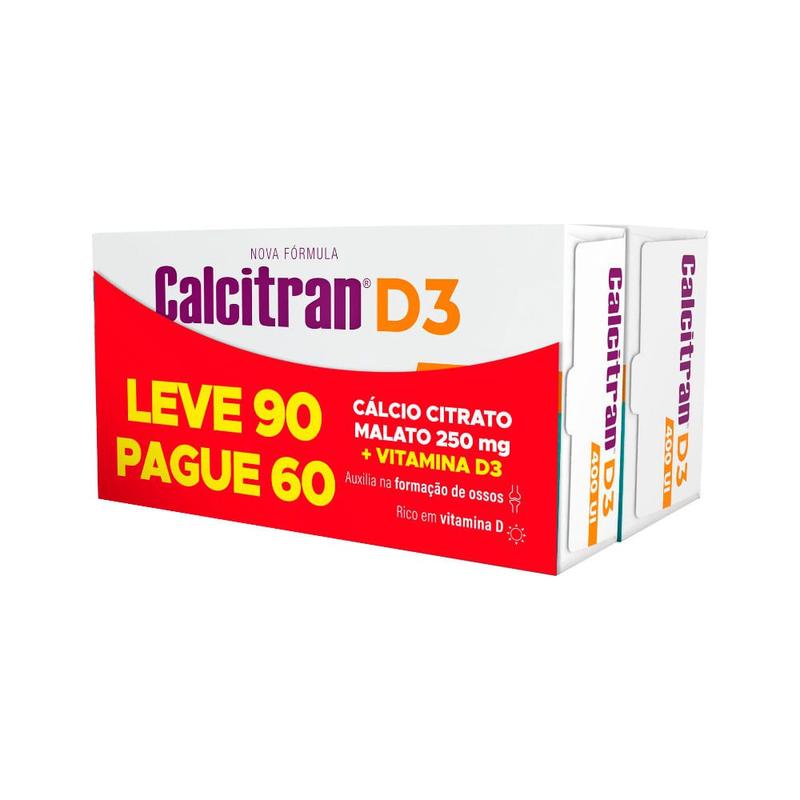 Calcitran D3 Leve 90 Pague 60 Comprimidos 400ui Especial - Fqm - Cálcio ...