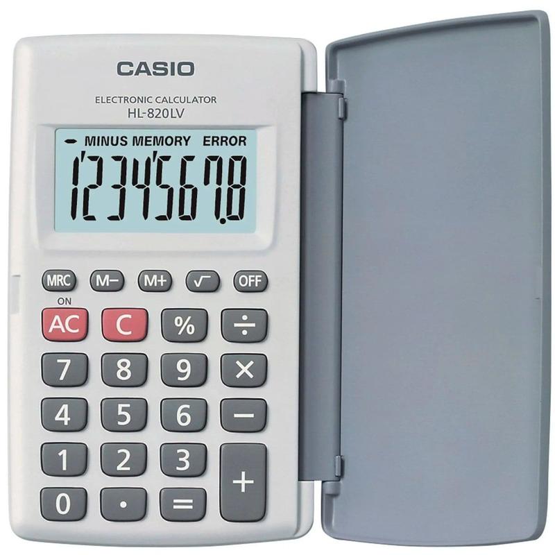 Calculadora CASIO HL-820LV Branca Pequena de Bolso Compacta com Tampa 8 ...