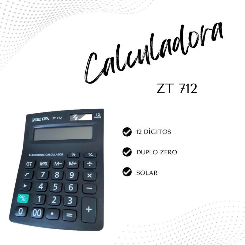 Calculadora Eletrônica 12 dígitos - Carrega por Luz Solar ou Bateria ...