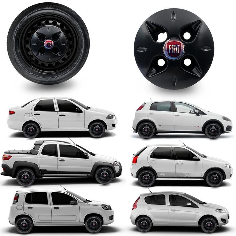 Calota Central Aro 13 14 15 Fiat Calotinha Carlota 100x4 Uno - TSSHOP ...