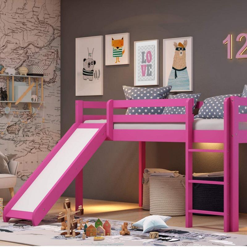 Cama Alta Kids com Escorregador em Madeira Maciça/MDF - Arbol Móveis ...