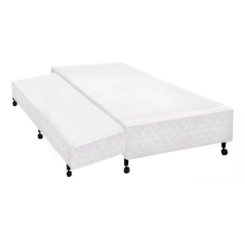Cama Box Base c/Auxiliar Solteiro Poli Tecido White (88x188x27 ...