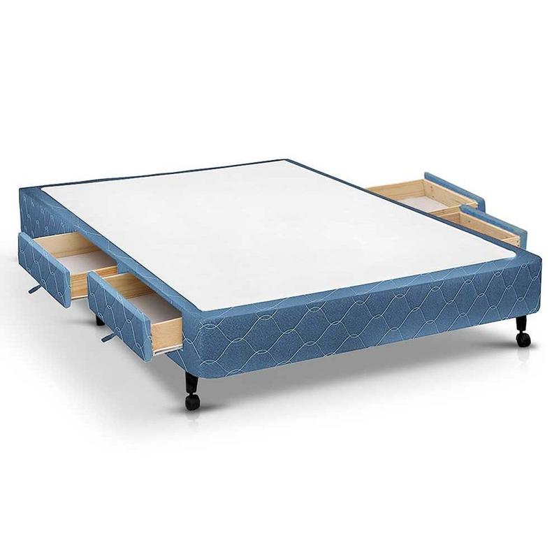 Cama Box Base c/Gavetas Viúva Poli Tecido Blue (128x27-c/4 Gavs ...