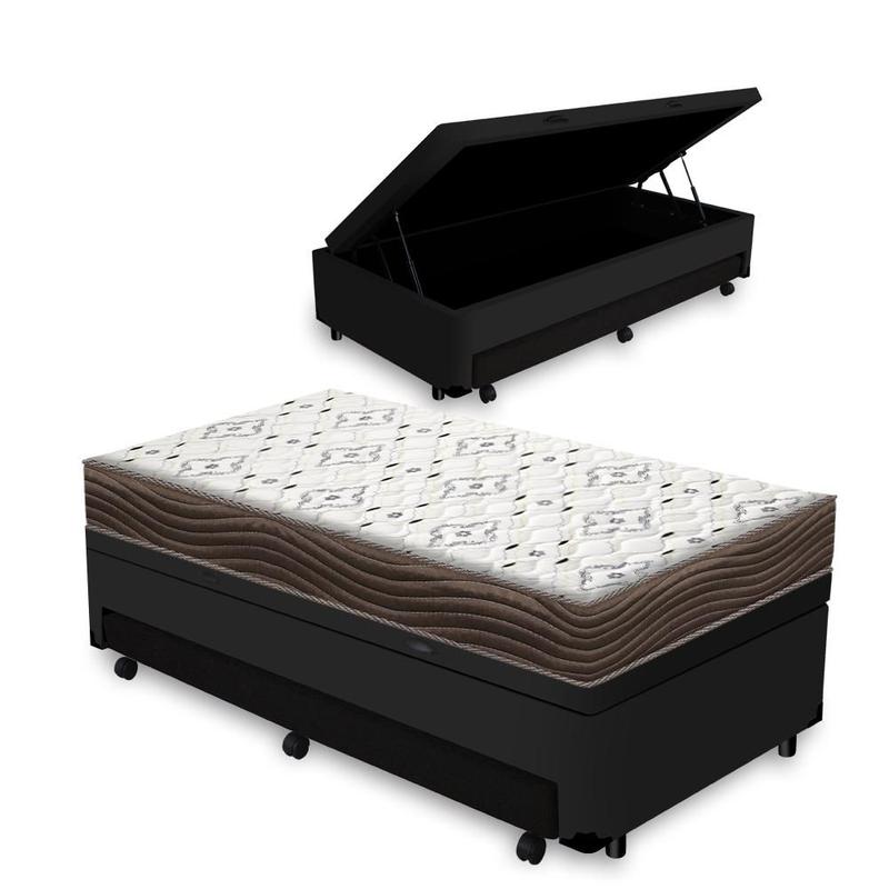 Cama Box Baú e Auxiliar Solteiro + Colchão de Ortobom D45 Iso 150 88cm ...