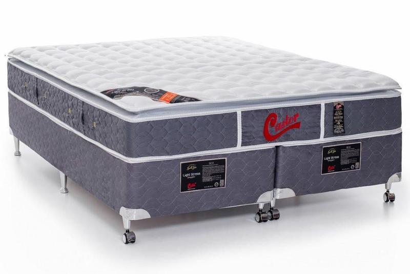 Cama Box + Colchão Castor King Size Light Stress One Face 193x203x67cm ...