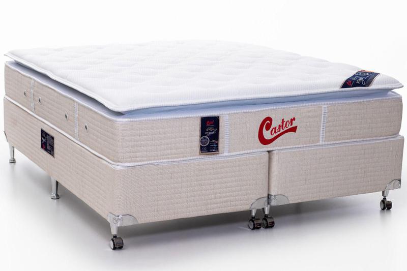 Cama Castor King Vitagel Super Luxo Pocket One Face 193X203X56 + Box ...