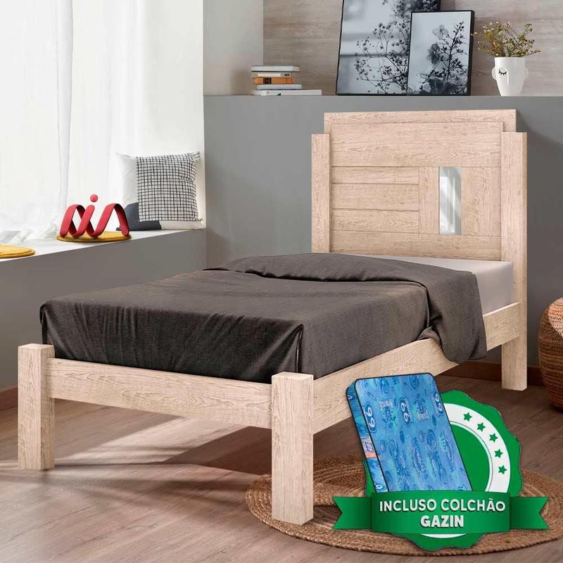 Cama de Solteiro Moderna Amarula Amanda Framar Com Colchão Gazin - Cama ...