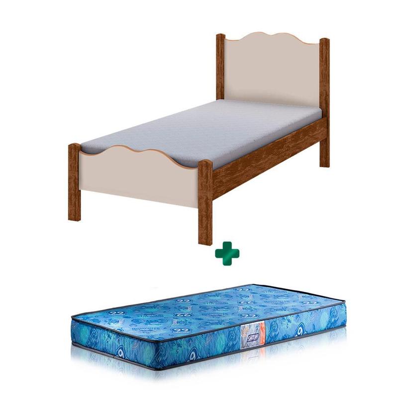 Cama De Solteiro Moderna Âmbar Off White Rafaela Valen Com Colchão ...