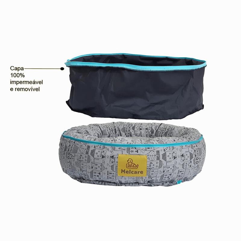 Cama para Cachorro Redonda Básica Cor Cinza e Preto - Melcare - Cama ...
