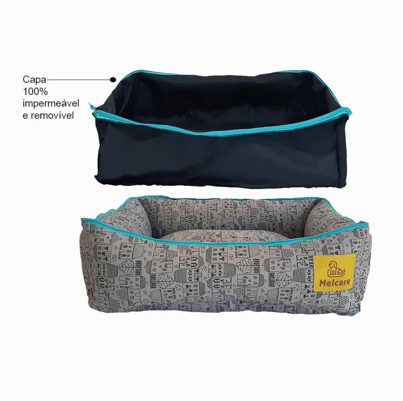 Cama para Cachorro Retangular Básica Cor Cinza e Preto - Melcare - Cama ...