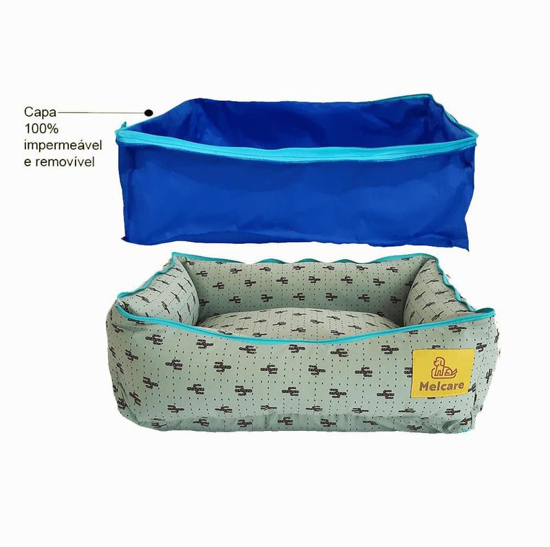 Cama para Cachorro Retangular Básica Cor Verde e Azul - Melcare - Cama ...