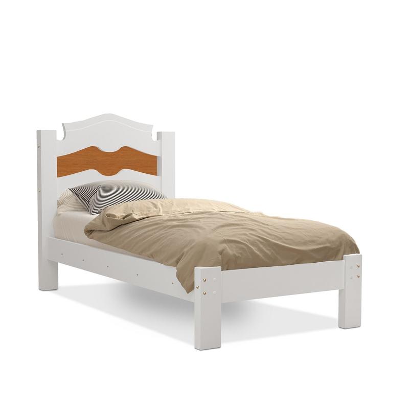 Cama Solteiro Gabriella Luxo Moderna em MDF Branco/Nature - MC BARRETO ...