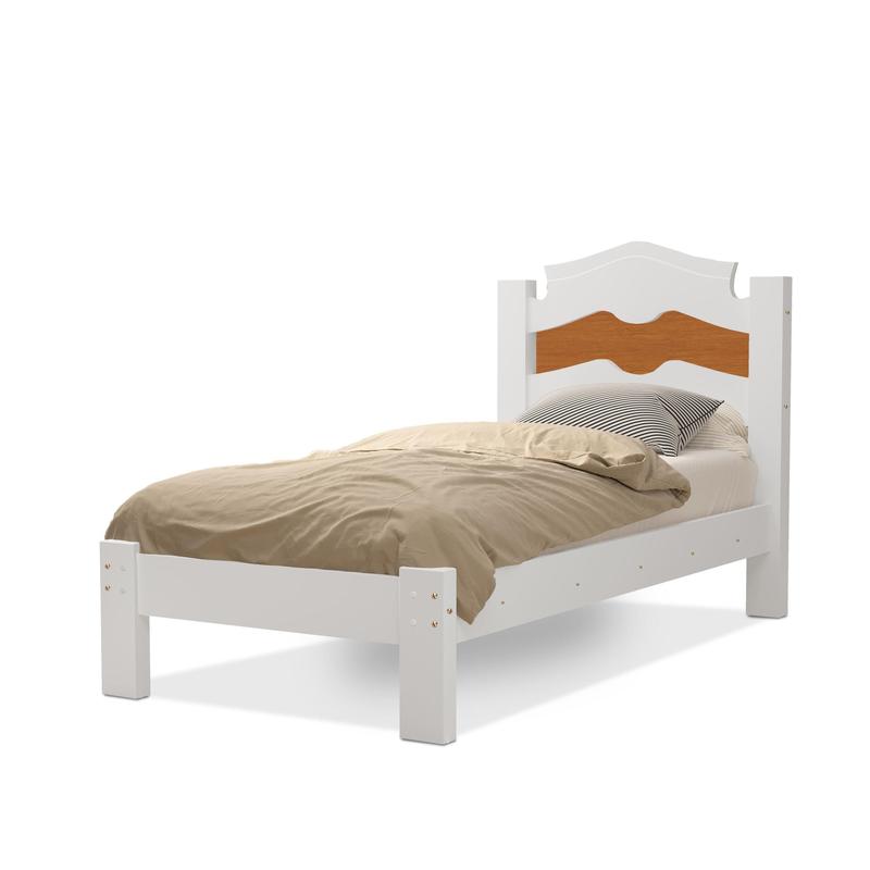 Cama Solteiro Gabriella Moderna Gmg 100% MDF Branco C/Nature - Potente ...