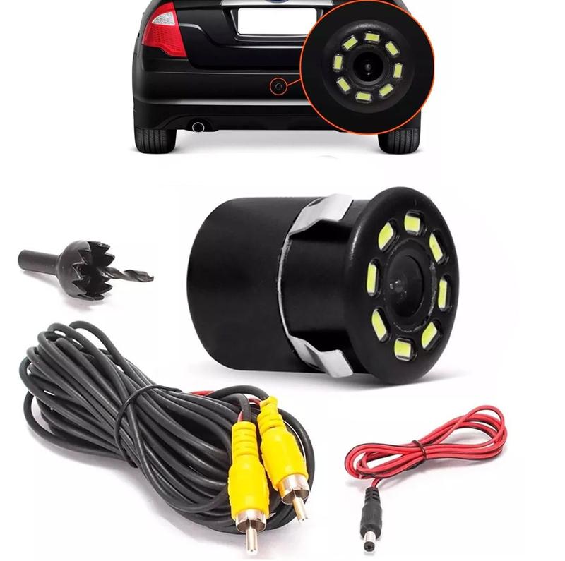 Câmera De Ré Estacionamento Led Visão Noturna Colorida Estacionar ...
