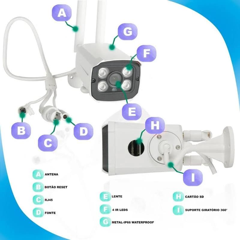 Camera Ip Externa A Prova D' Agua Wifi Visao Noturna Hd Ip65 - afc ...