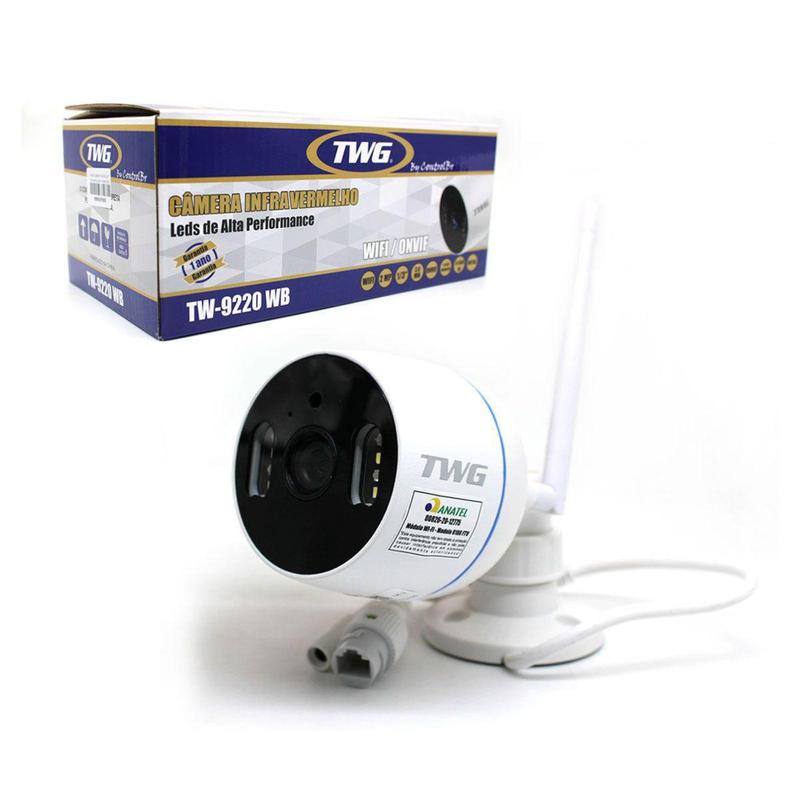 Câmera IP TWG TW-9220 WB, Full HD, WI-FI 2.4GHZ, Rede 10/100, Onvif, 2MP, 3.6mm - Uso Intero ...