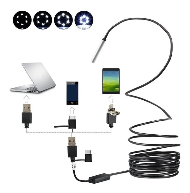 Câmera Sonda Endoscópica Android Usb Pc 5m Usb Tipo C D'água Flexivel Rigida - New - Equipamento ...