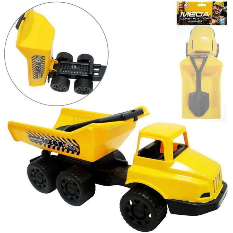 Caminhão caçamba basculante mega construção com pá e roda livre amarelo ...