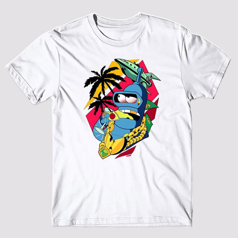Camisa Camiseta Básica Desenho Futurama Bender Gangster - Empório AG ...
