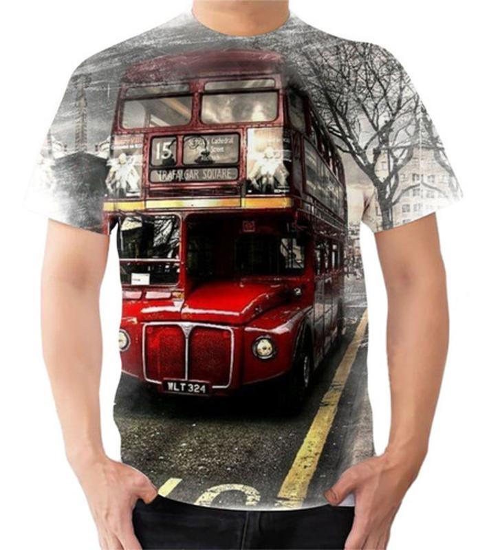 Camisa Camiseta Personalizada Ônibus Inglaterra País 5 - Dias no Estilo ...