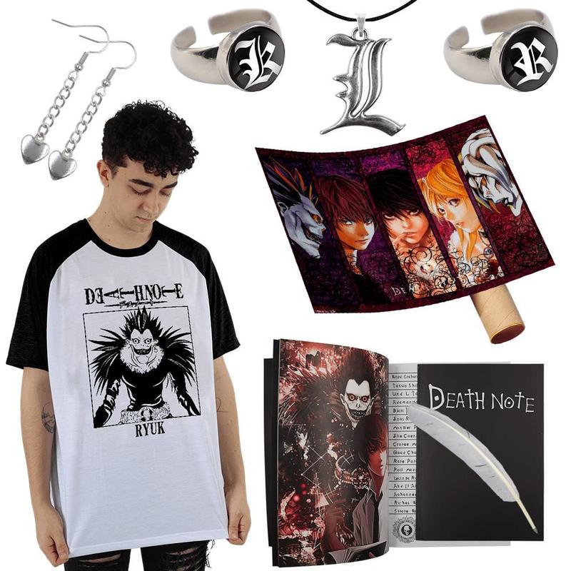 Camisa Camiseta Ryuk Caderno Death Note Poster+Caneta Pena - Geeks ...