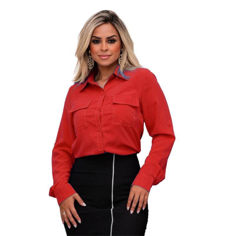 Camisa Camisete Social Feminina Manga Longa Executiva - X0462 - Zanutin ...