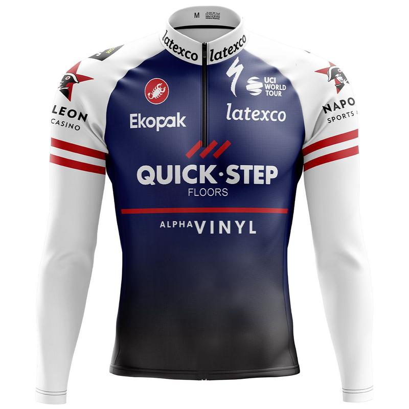 Camisa Ciclismo Mountain Bike Masculina Manga Longa Quick Step Com Bolsos - Pro Tour - Camisa de ...