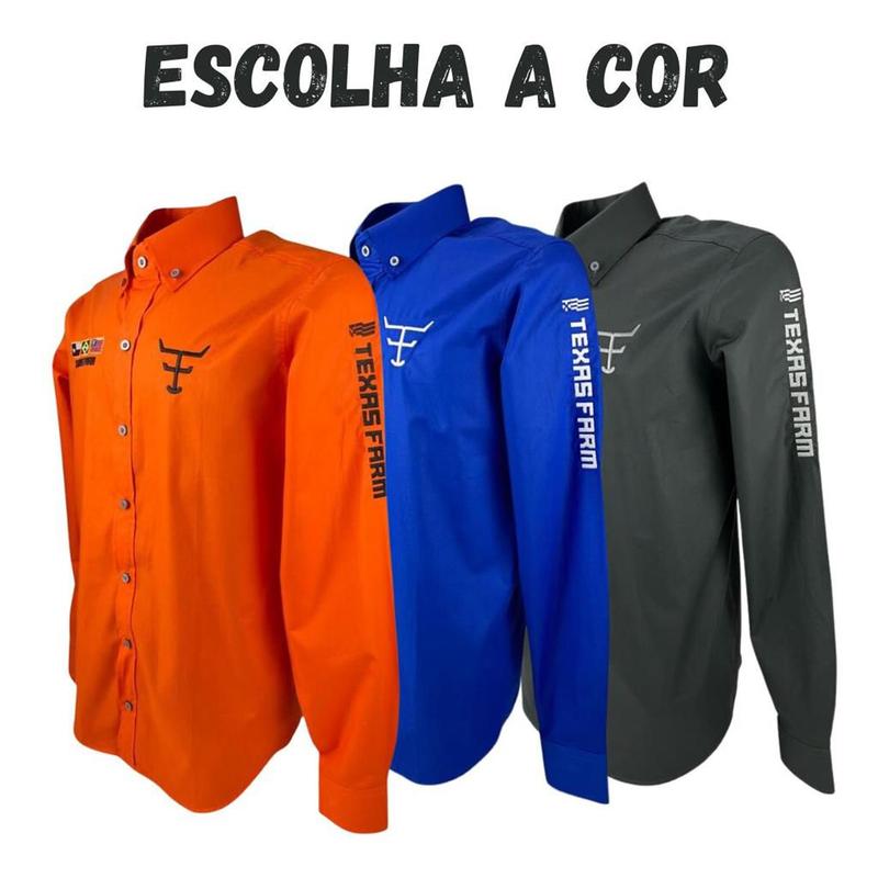 Camisa Country Bordada Masculina Texas Farm Manga Longa Ref. CP007 ...
