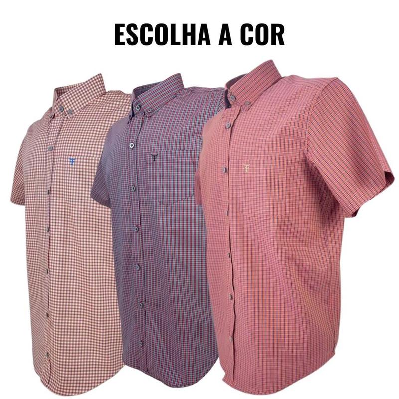 Camisa Country Masculina Texas Farm Manga Curta Xadrez - Escolha a cor ...