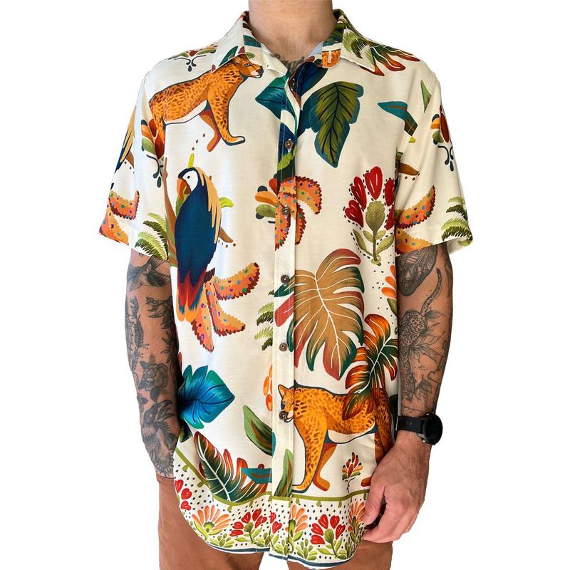Camisa Estampada Masculina Manga Curta Viscose - Upclow - Camisas ...