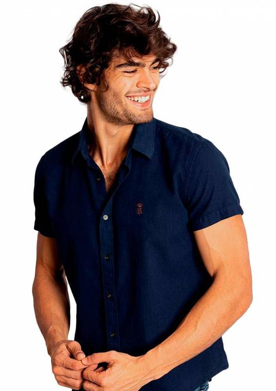 Camisa Linho Casual Azul Marinho - Sergio K - Camisas Masculinas ...