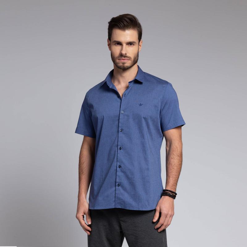 Camisa Manga Curta Docthos Slim Fil A Fil Liso - Camisas Masculinas ...