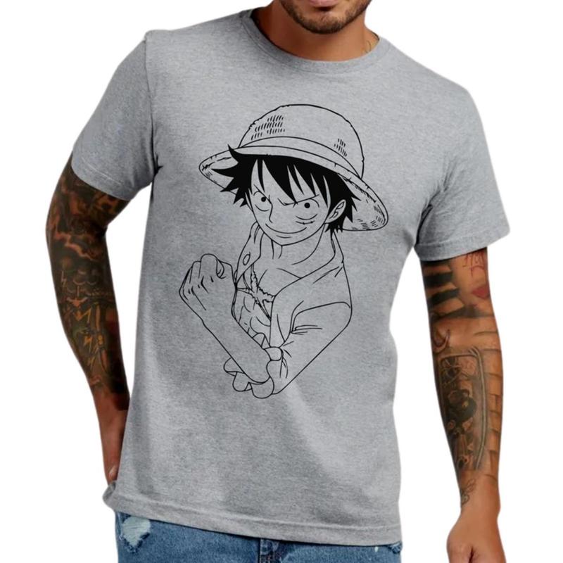 Camisa Manga Curta Geek Luffy Chapéu de Palha Anime - One Piece ...