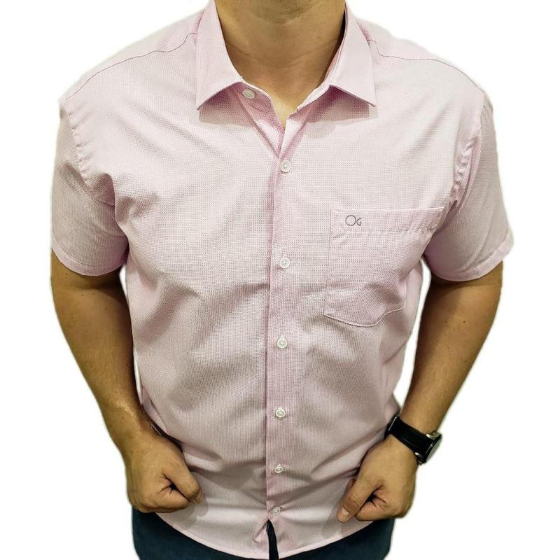 Camisa Ogochi Manga Curta Essencial Tradicional Lisa Rosa - Camisas ...