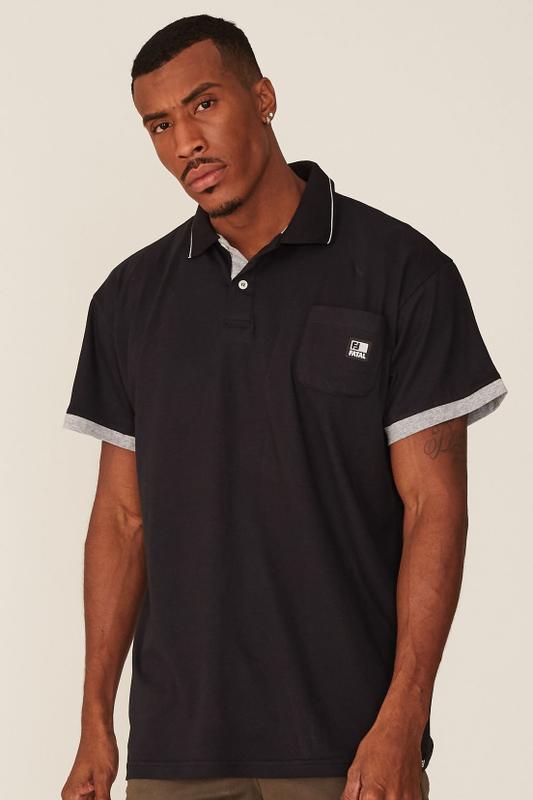 Camisa Polo Fatal Plus Size Pocket Preta - Camisa Polo Esportiva ...