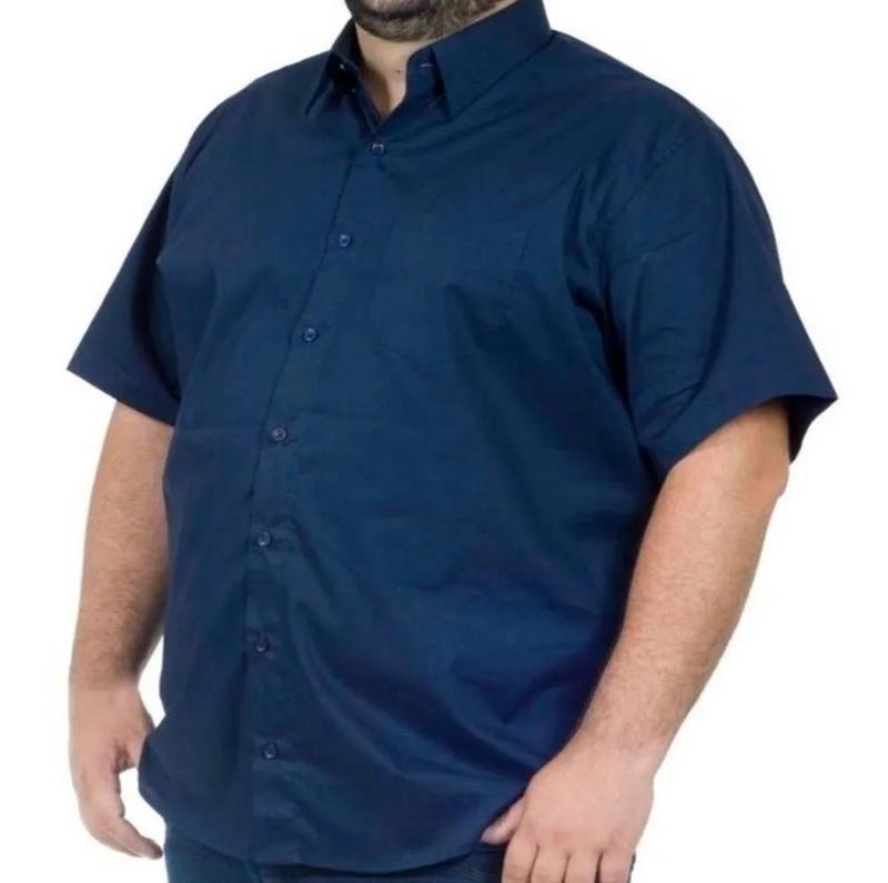 Camisa Social Extra Grande Plus Size Manga Curta Premium Top - VIDA ...